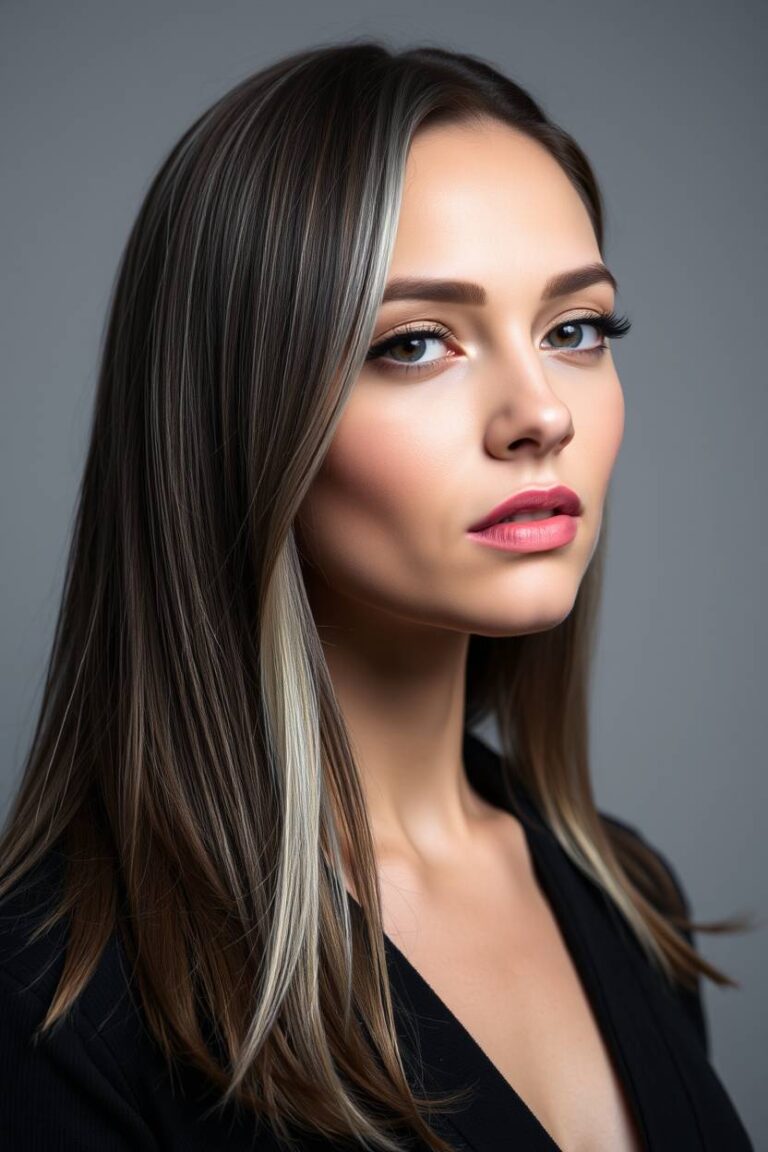 Elegant Ash Brown Hair with Silver Highlights - Favorite Hair Styles ...