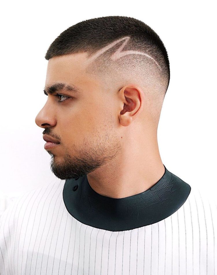Men Buzz cut Hairstyle for Inverted Triangle Face Guide