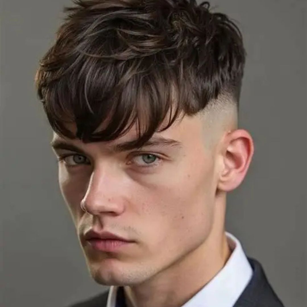 Men Fringe Cut Hairstyle for Triangle Face Guide