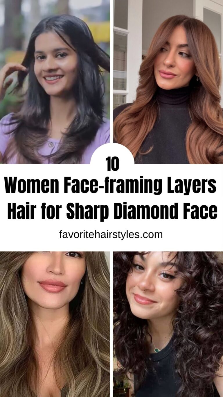 Women Face-framing Layers Hair for Sharp Diamond Face Style