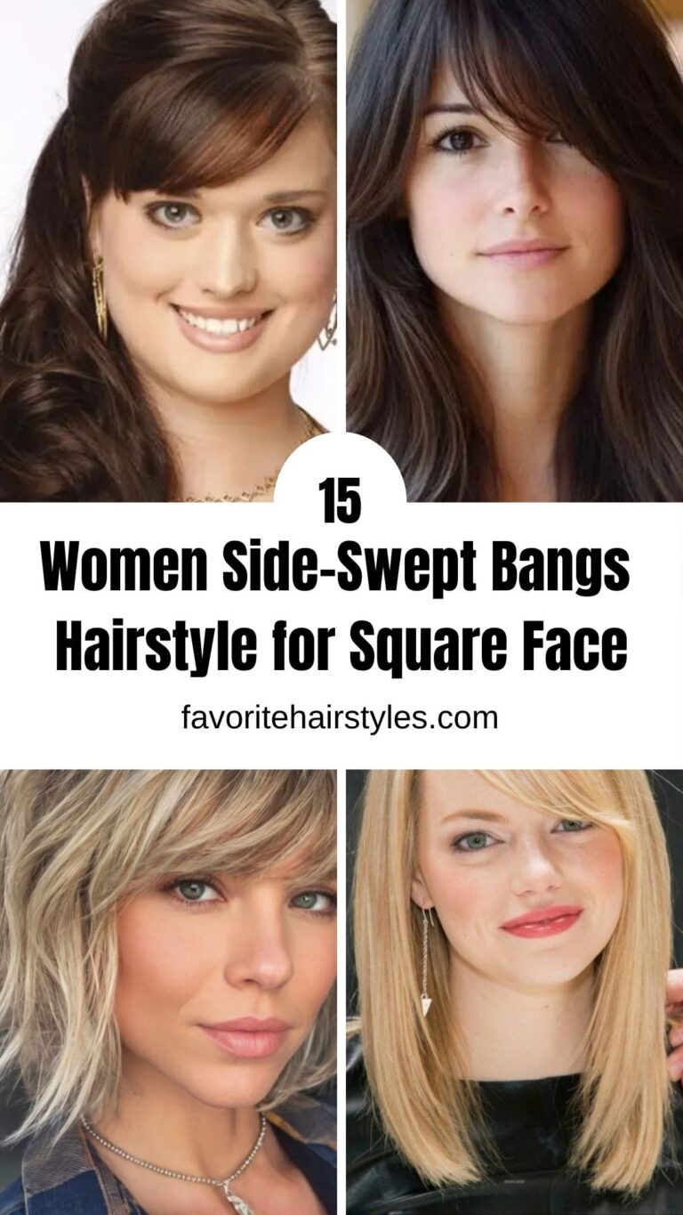 Women Side-Swept Bangs Hairstyle for Square Face Guide