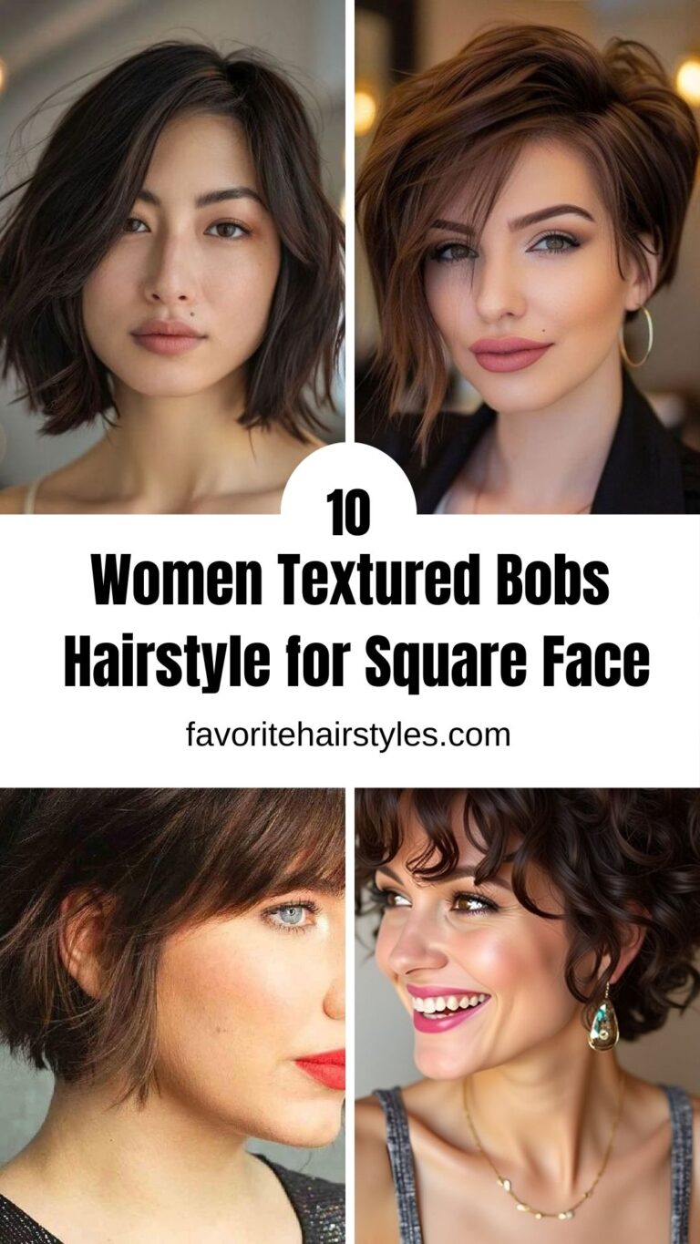 Women Textured Bobs Hairstyle for Square Face Ideas & Trends