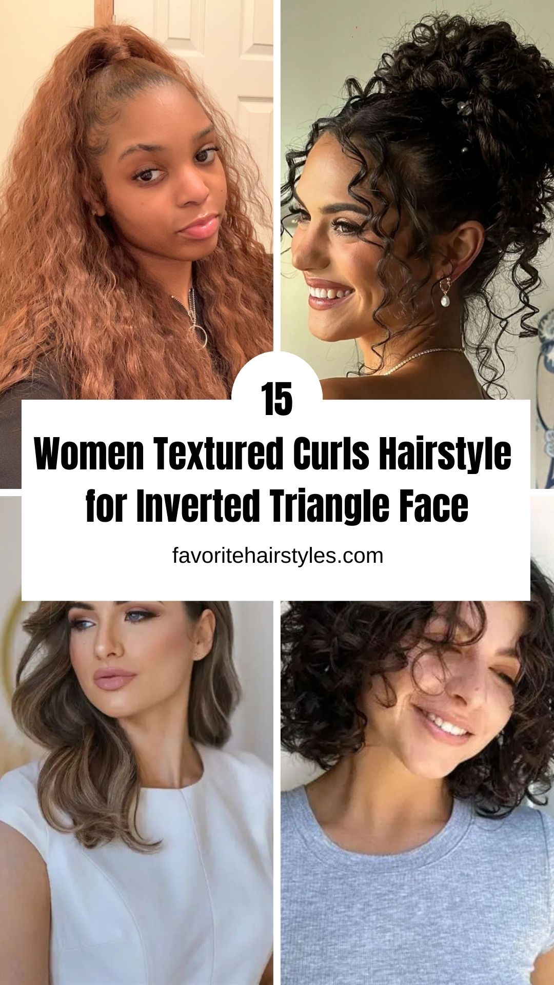 Women Textured Curls Hairstyle for Inverted Triangle Face Guide