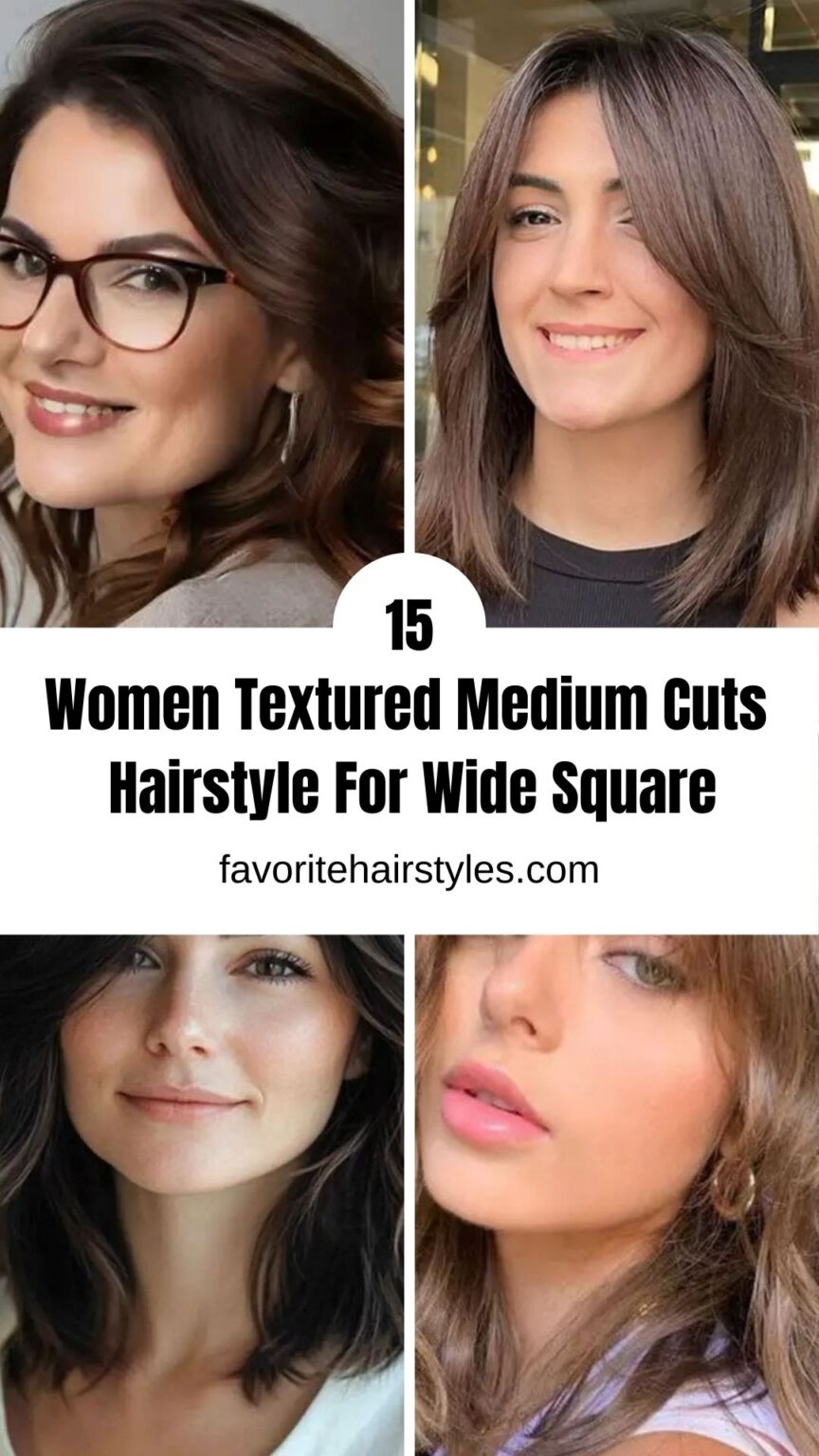 Women Textured Medium Cuts Hairstyle For Wide Square Face