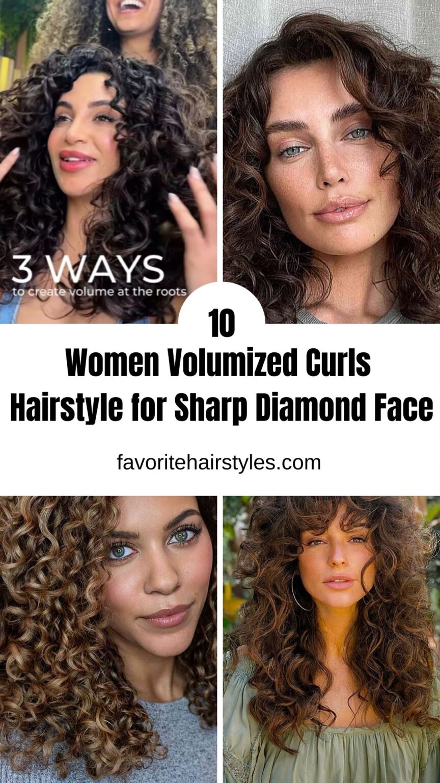 Women Volumized Curls Hairstyle for Sharp Diamond Face Look