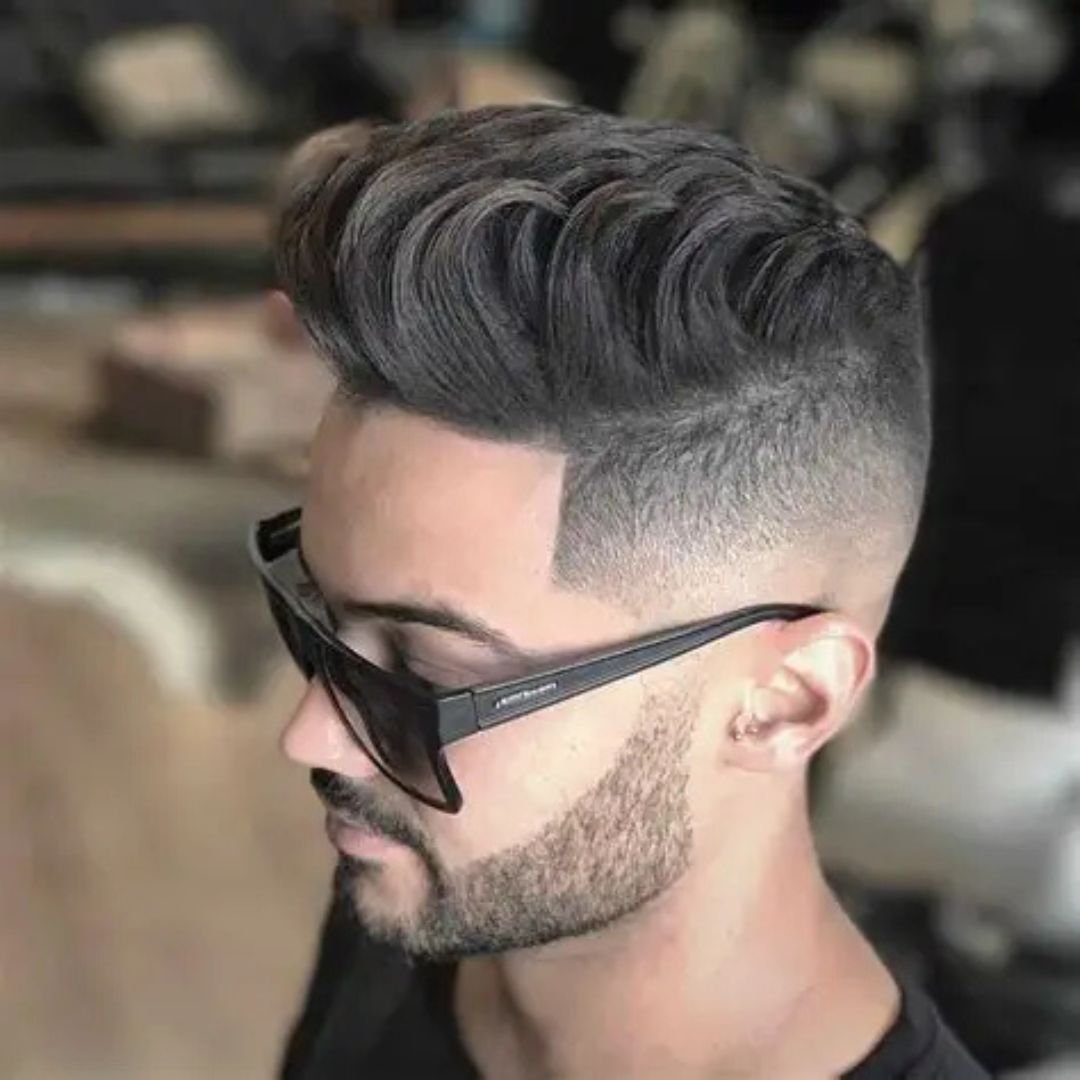 Men Styles with Top Volume Hairstyle for Pear Face Guide